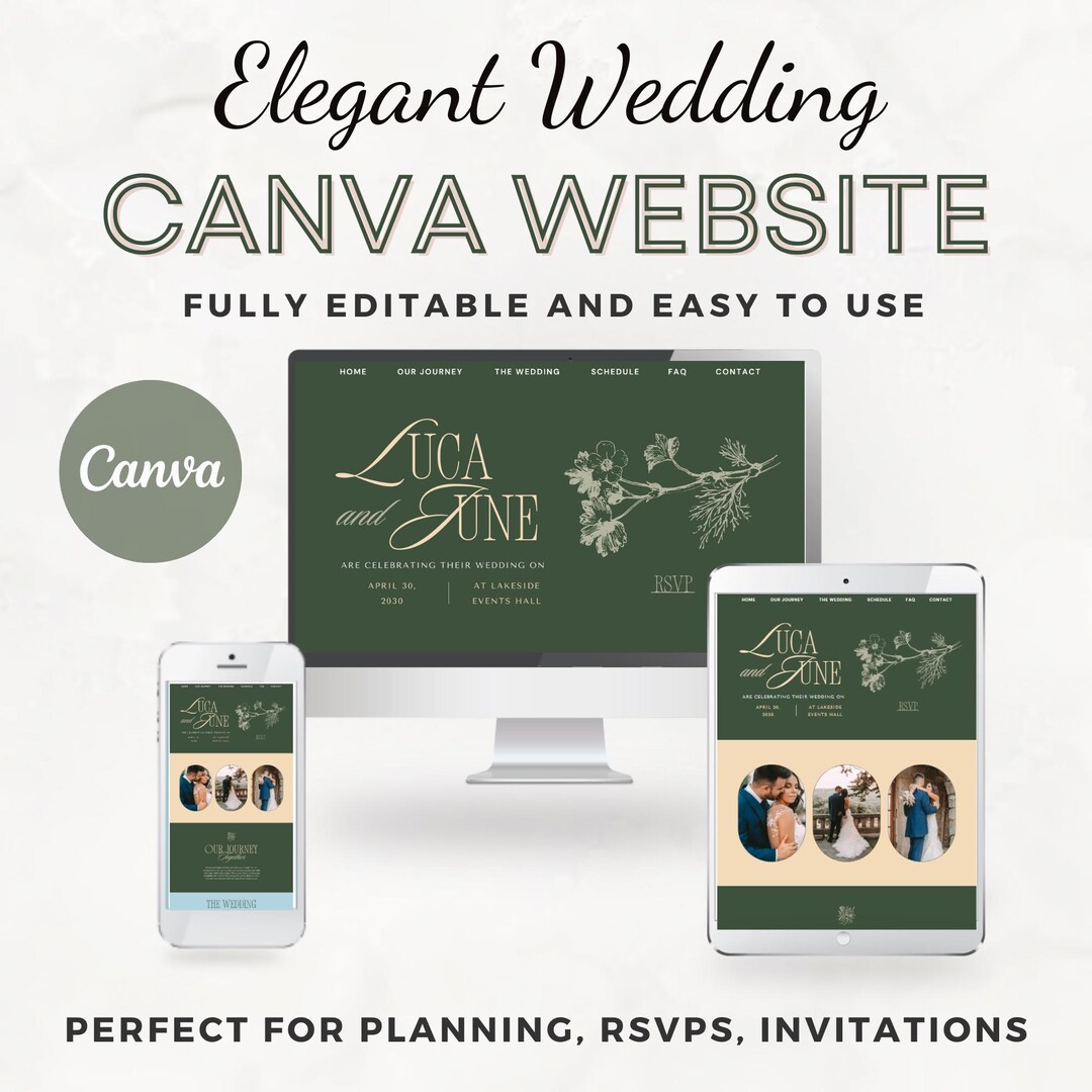 Aesthetic Canva One Page Wedding Website Template Canva Wedding ...