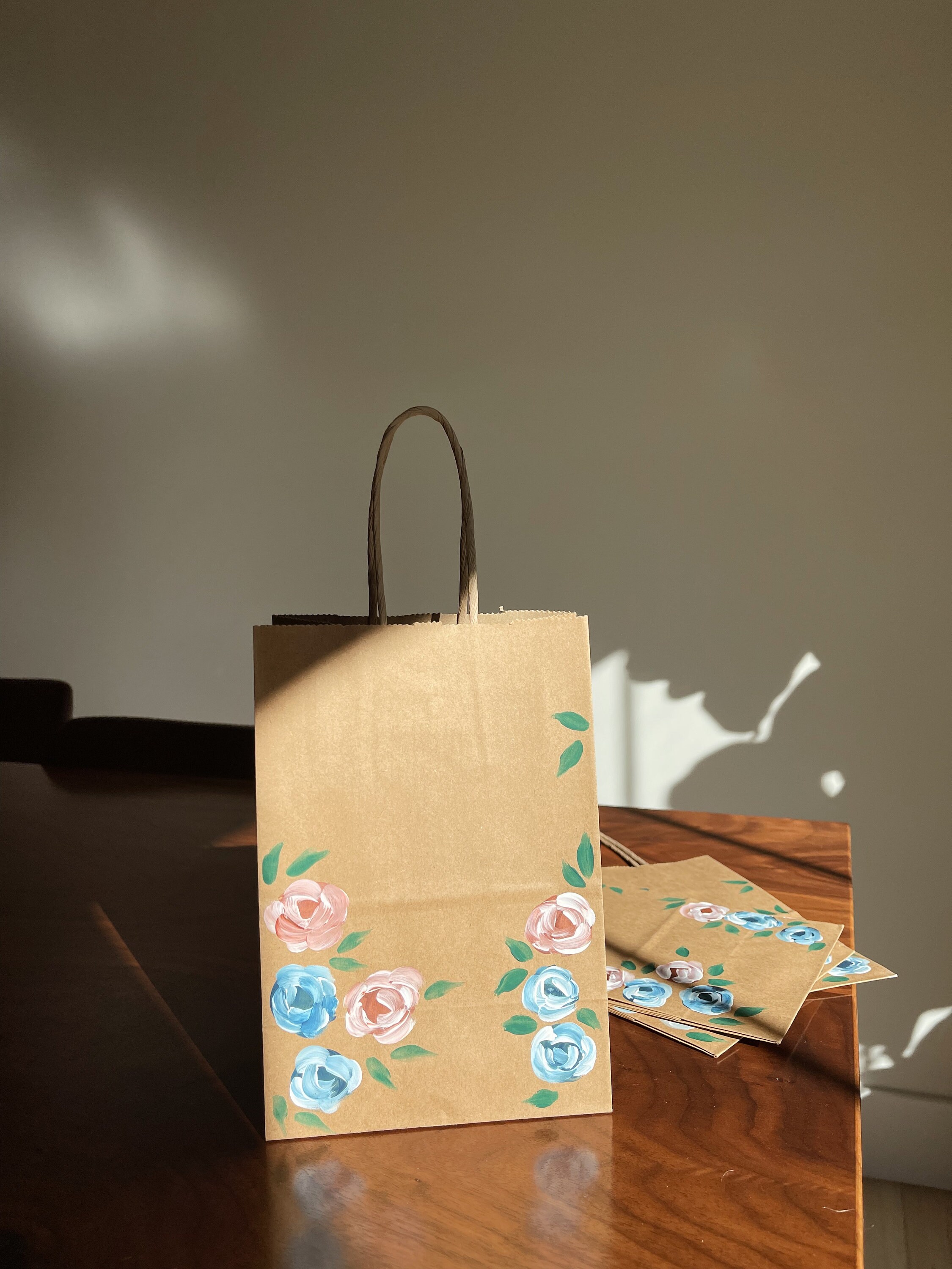 Spring Brown Gift Bag - Flower Gift Bags - 4pk - Etsy