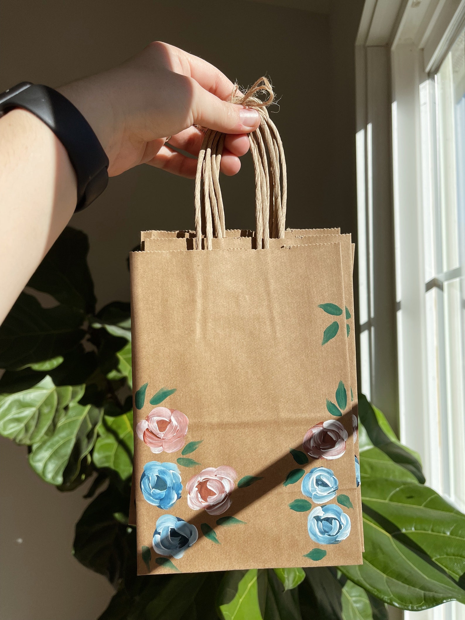 Spring Brown Gift Bag - Flower Gift Bags - 4pk - Etsy