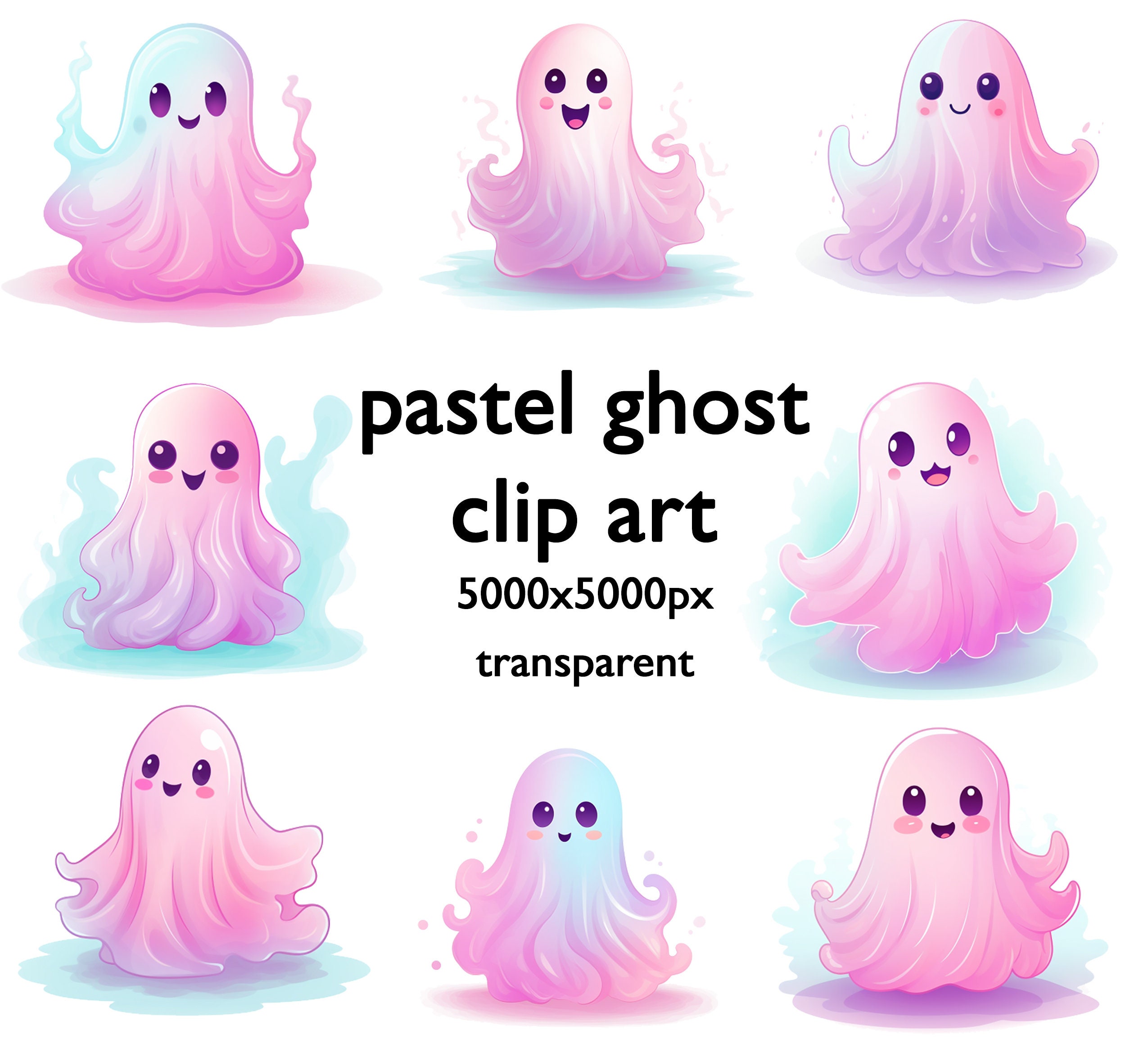 Cute Pastel Goth Ghost Clipart Pastel Halloween Clip Art - Etsy