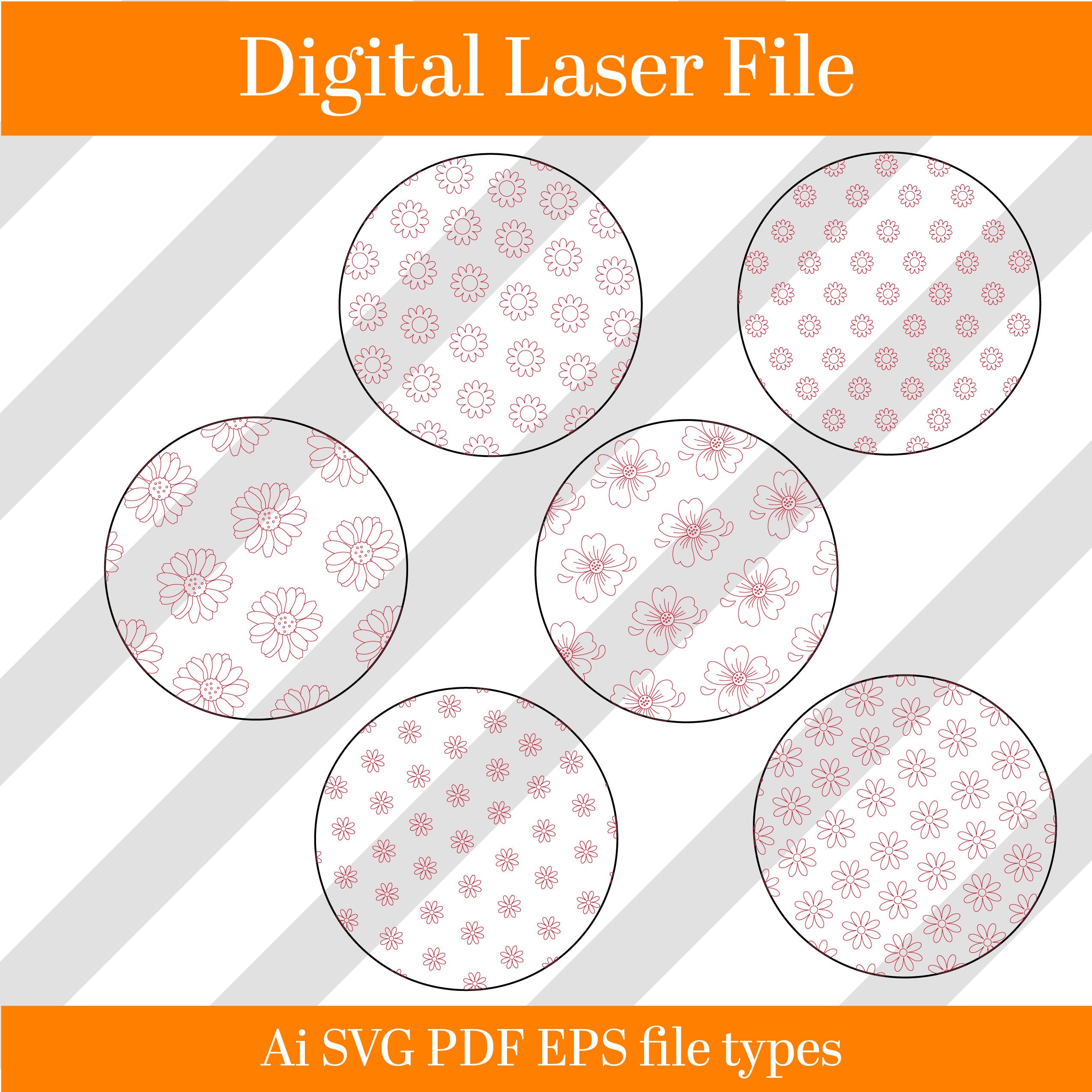 Floral Score Name Signs Set Laser Cut and Score File Bundle Svg Ai Pdf ...