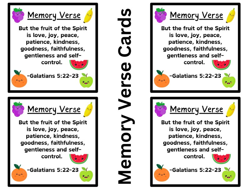 Fruit of the Spirit Memory Verse Cards - Etsy