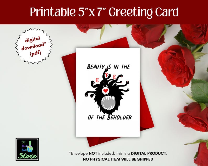 Dungeons Dragons Beholder Valentine Card, RPG Anniversary Greeting ...