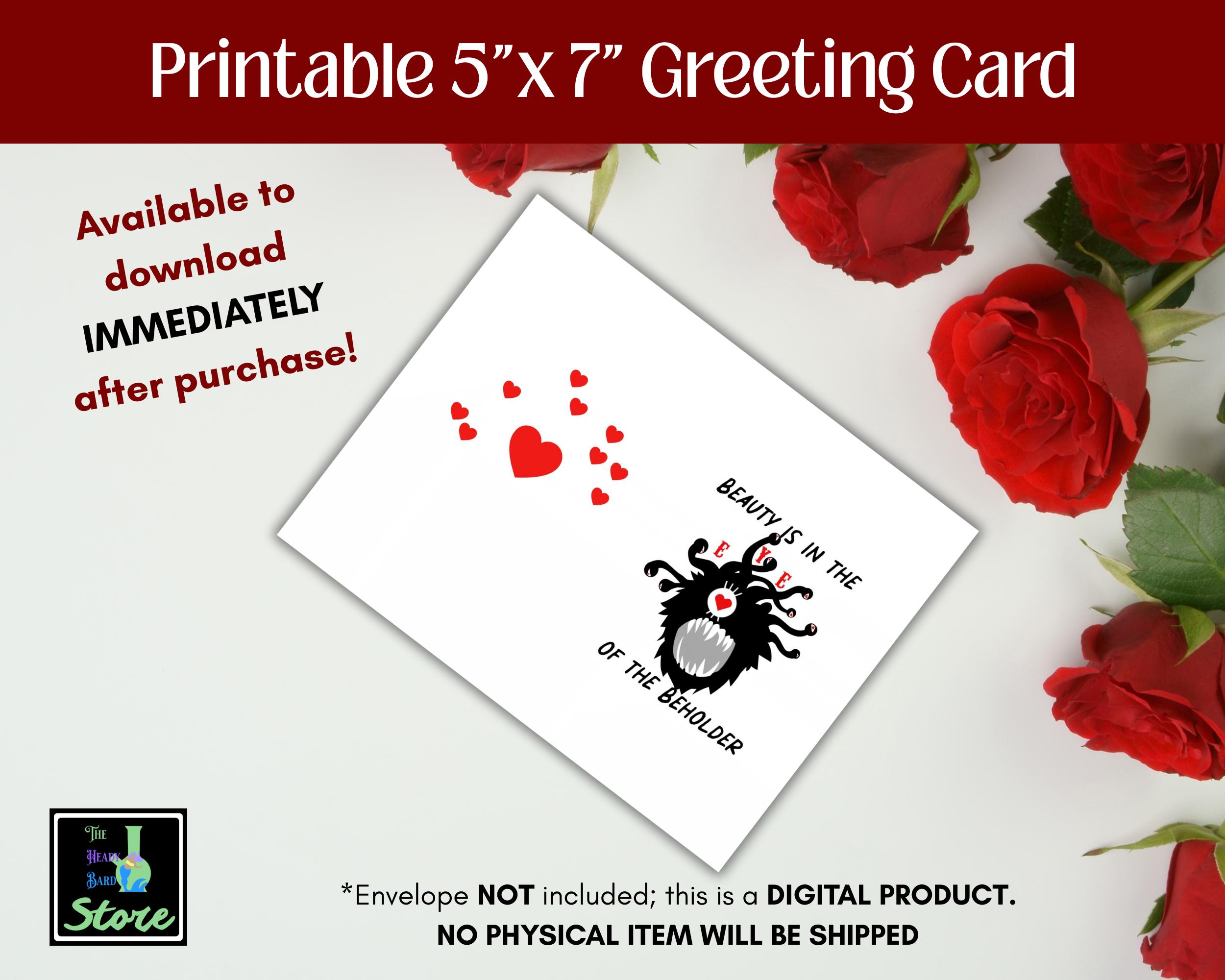 Dungeons Dragons Beholder Valentine Card, RPG Anniversary Greeting ...