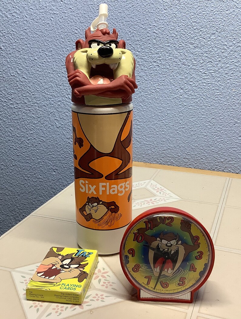 Taz Trio of the 90s, Six Flags Container, Alarm Clock, & FULL Deck of ...