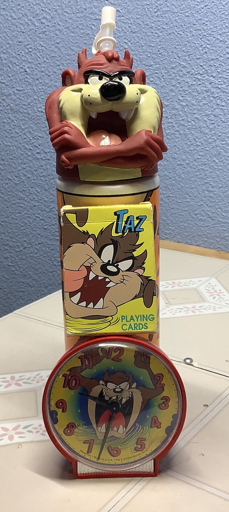 Taz Trio of the 90s, Six Flags Container, Alarm Clock, & FULL Deck of ...