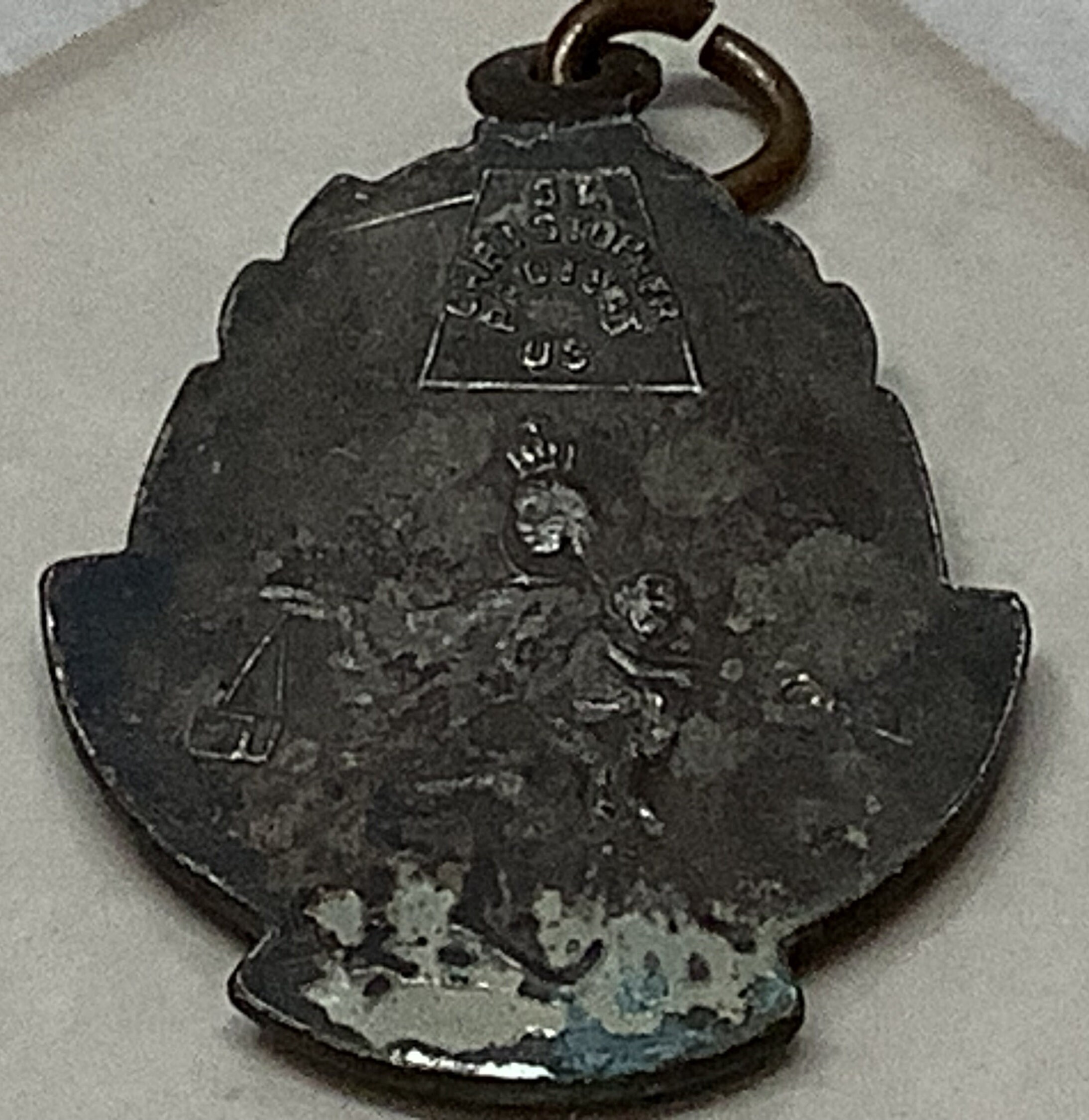 2-way St Christopher + Scapular Medal, Vintage C 1940 Geometric Oval ...