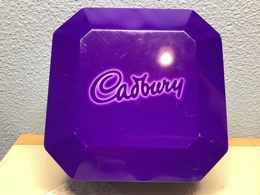 Cadbury Biscuit Tin From 2002. Bright Purple Container 8 Sided With Lid ...