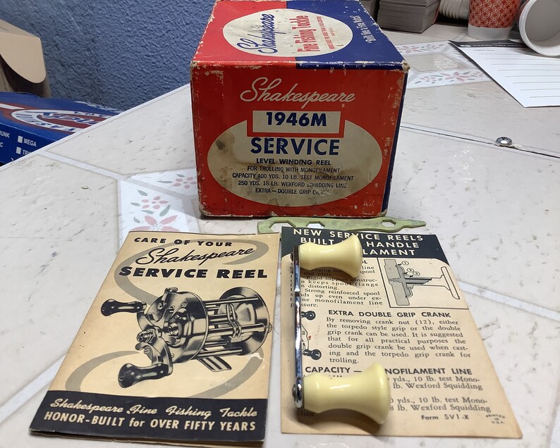 Vintage BOX for 1946M Shakespeare Service Level Wind Handle, Brochure ...