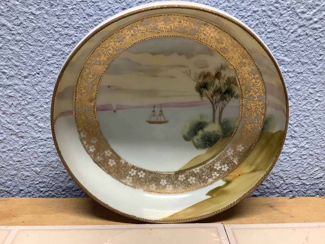 Antique Nippon Hand Painted Morimura Back-stamped Jeweled 3 Footed Gold ...
