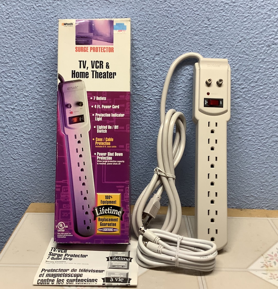 Surge Protector 7 Plug Grounded 4FT Cord With Coax Cable Included for ...