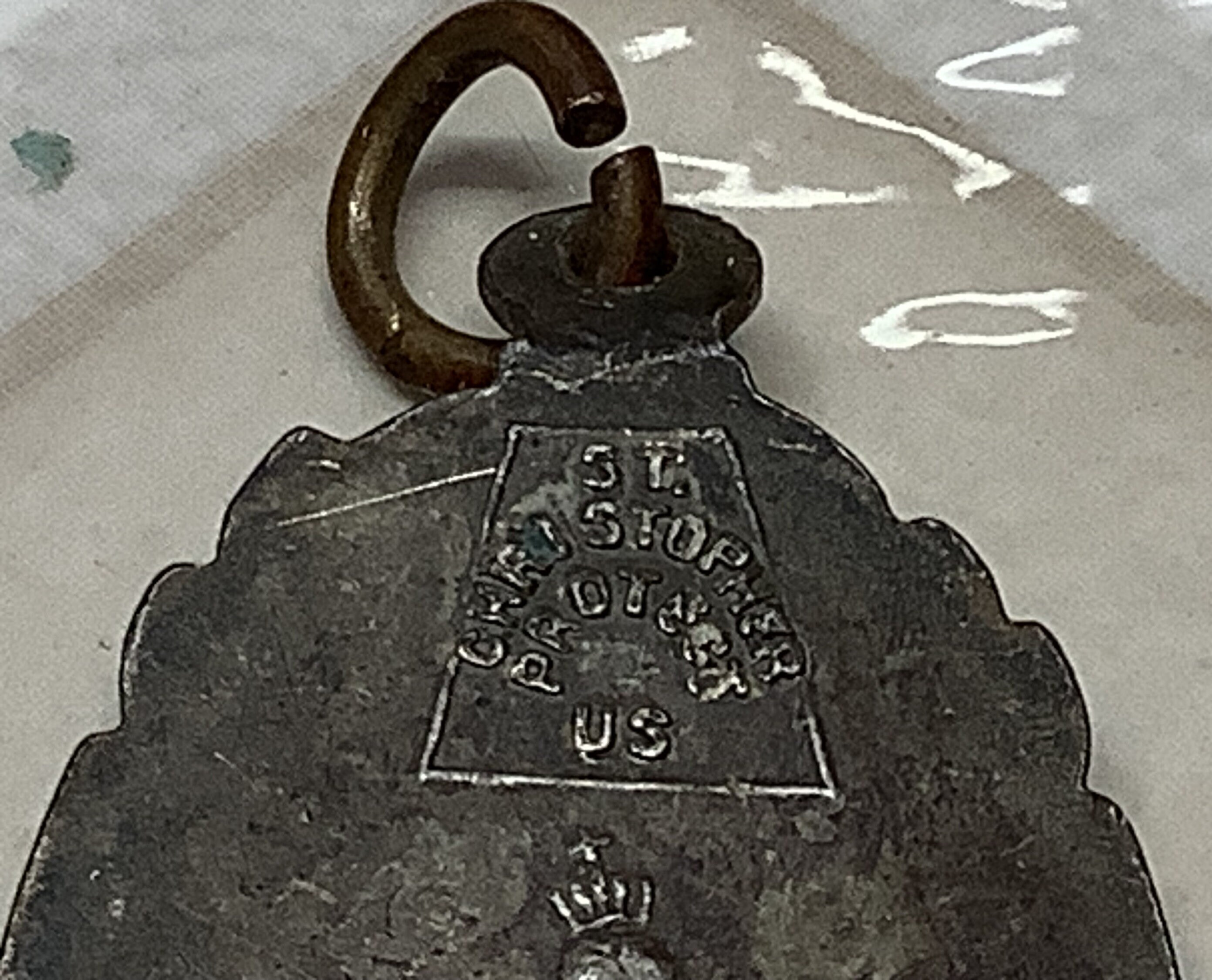 2-way St Christopher + Scapular Medal, Vintage C 1940 Geometric Oval ...