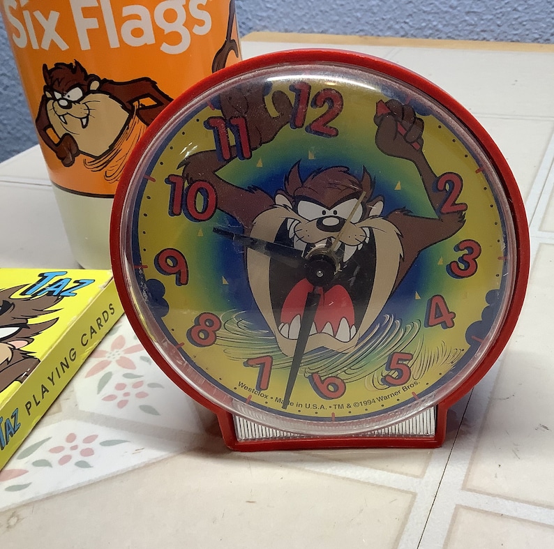 Taz Trio of the 90s, Six Flags Container, Alarm Clock, & FULL Deck of ...