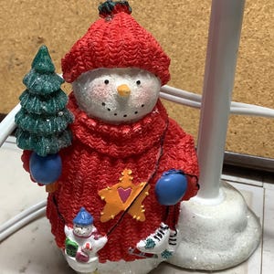 Snowman Mini Table Lamp in Red Sweater & Hat Perfect for Christmas or ...