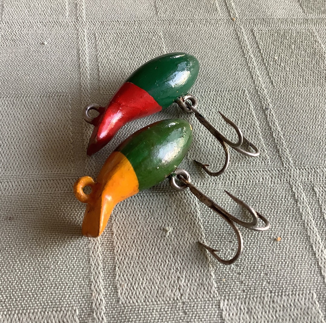 Wooden Trout Tango Fish Lures Circa 1950’s by Rush Tango Co. From Syracuse NY Set of TWO Hand ...