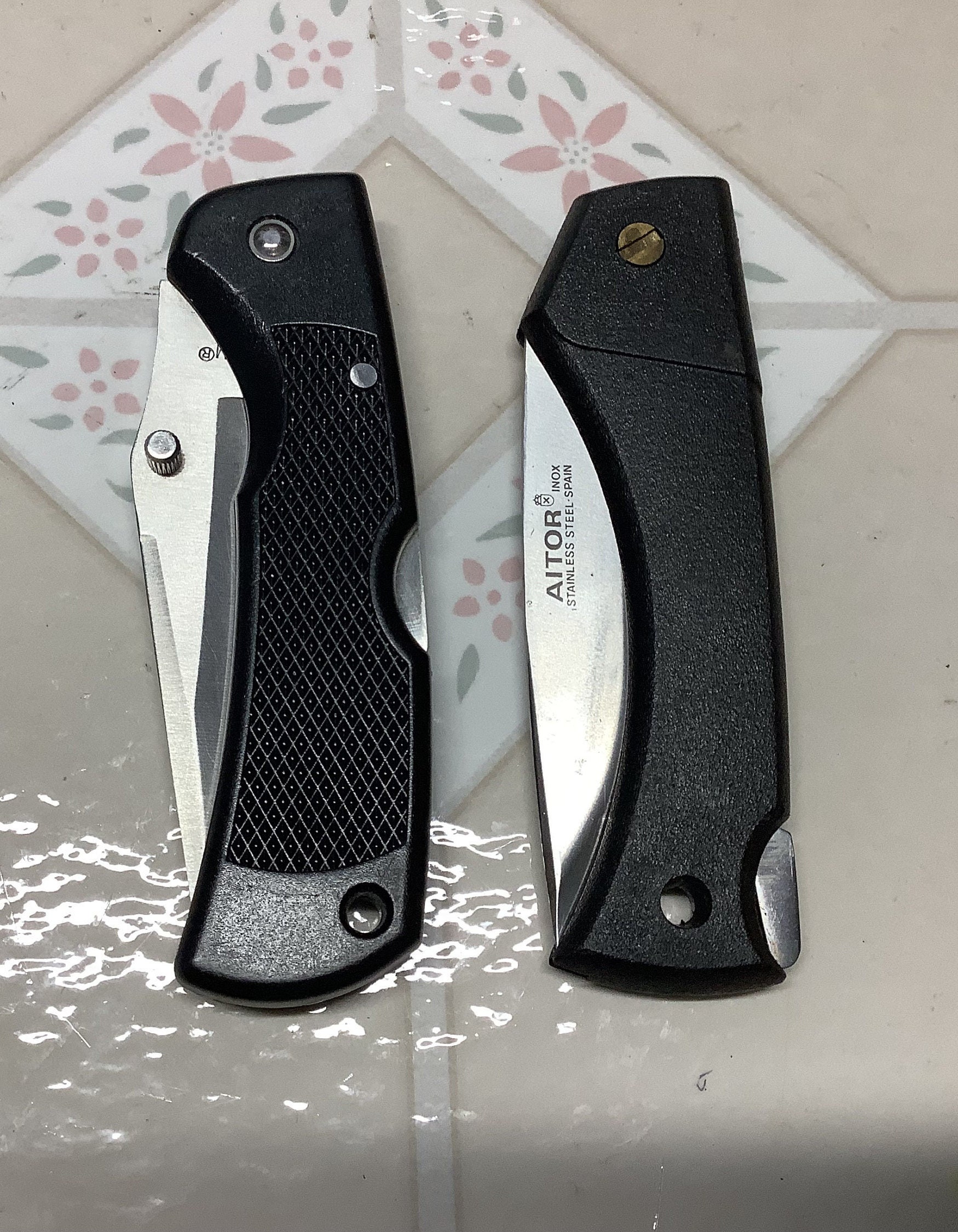 Aitor Inox and Maxam SS Locking Blades W/serrated Edges Both Black ...