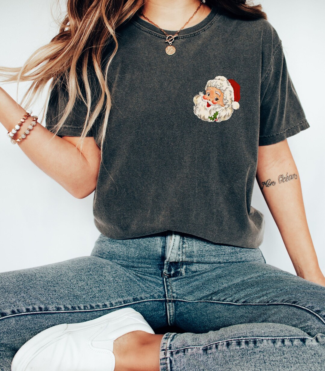 Comfort Colors Vintage Santa Pocket Tee,santa Pocket T-shirt,retro ...