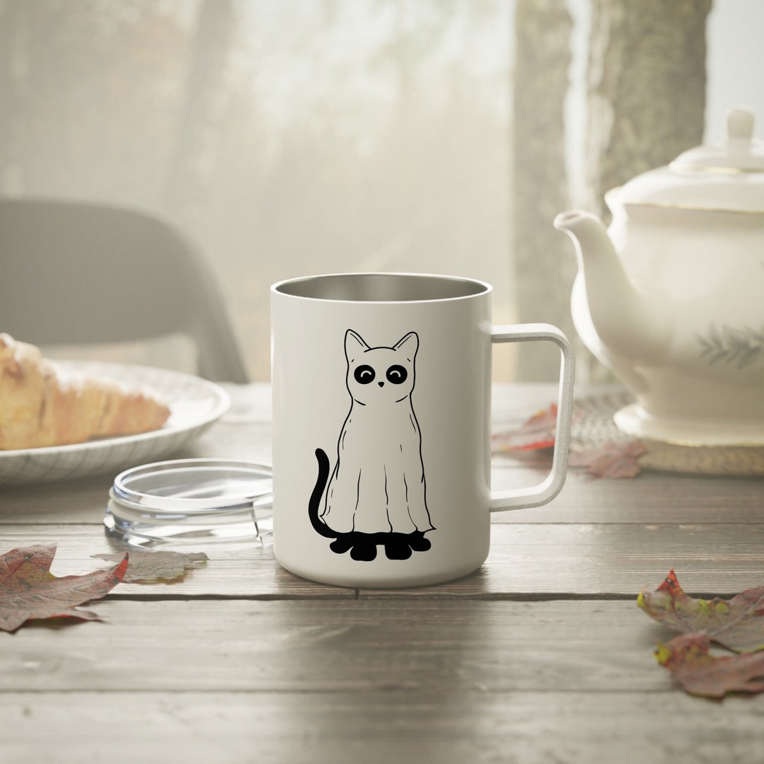 Halloween Coffee Mug,halloween Cat Mug,gift for Halloween,cat Ghost Mug ...