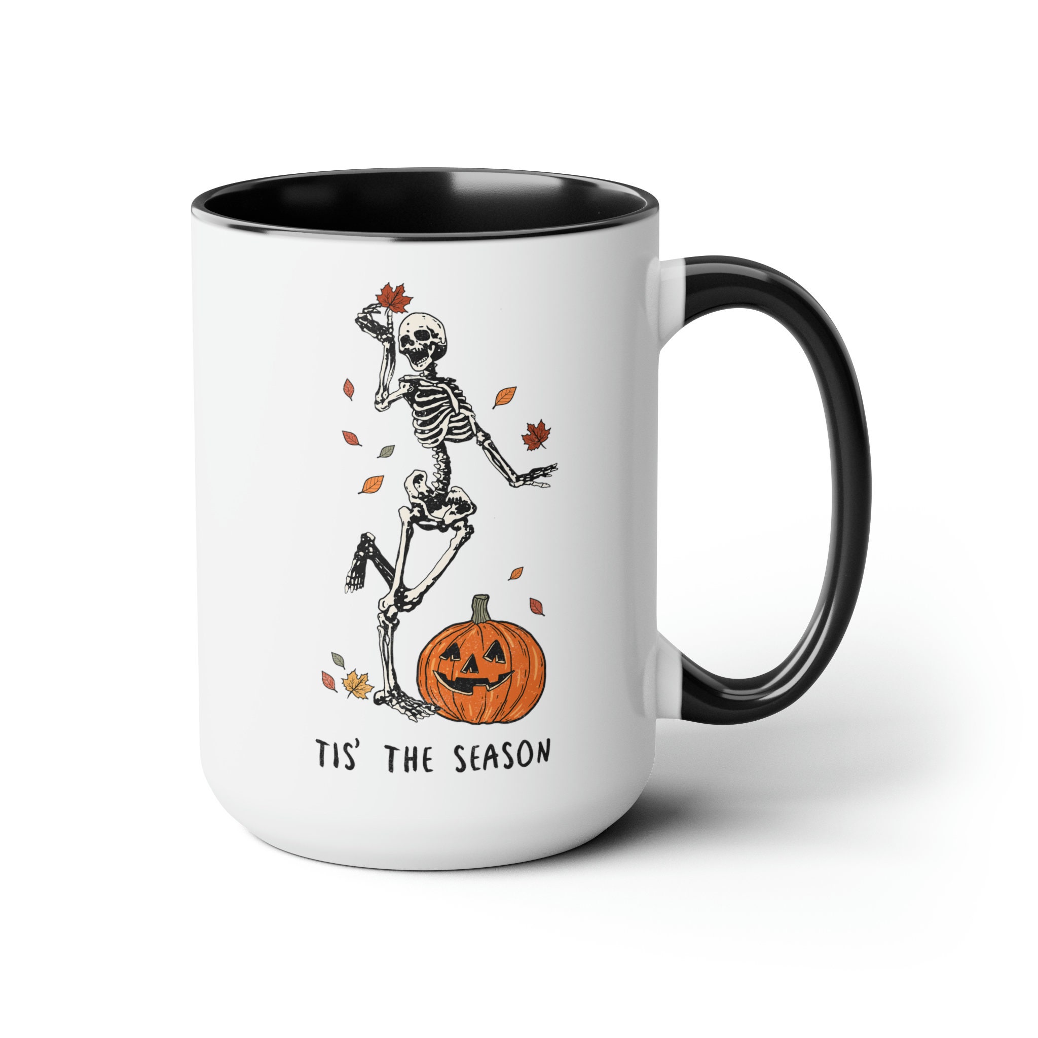 Halloween Coffee Mug, Pumpkin Mug, Dancing Skeleton Mug, Skeleton ...