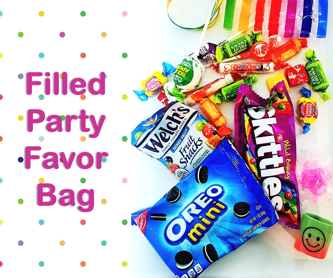 6 Pack Filled Party Favors Bags Customizable Personalized Full of Candy ...