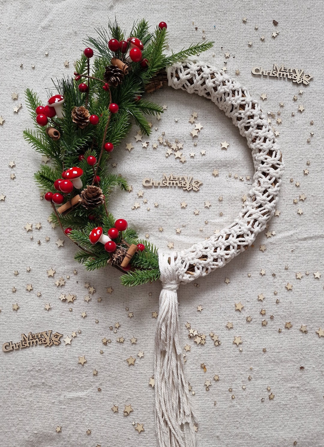 Christmas Wreath Macrame Christmas Wreath for Front Door - Etsy