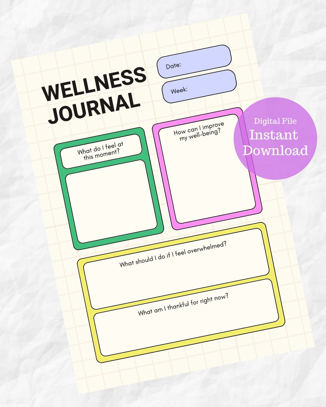 Wellness Journal Digital Printable Wellness Journal Your Wellness ...