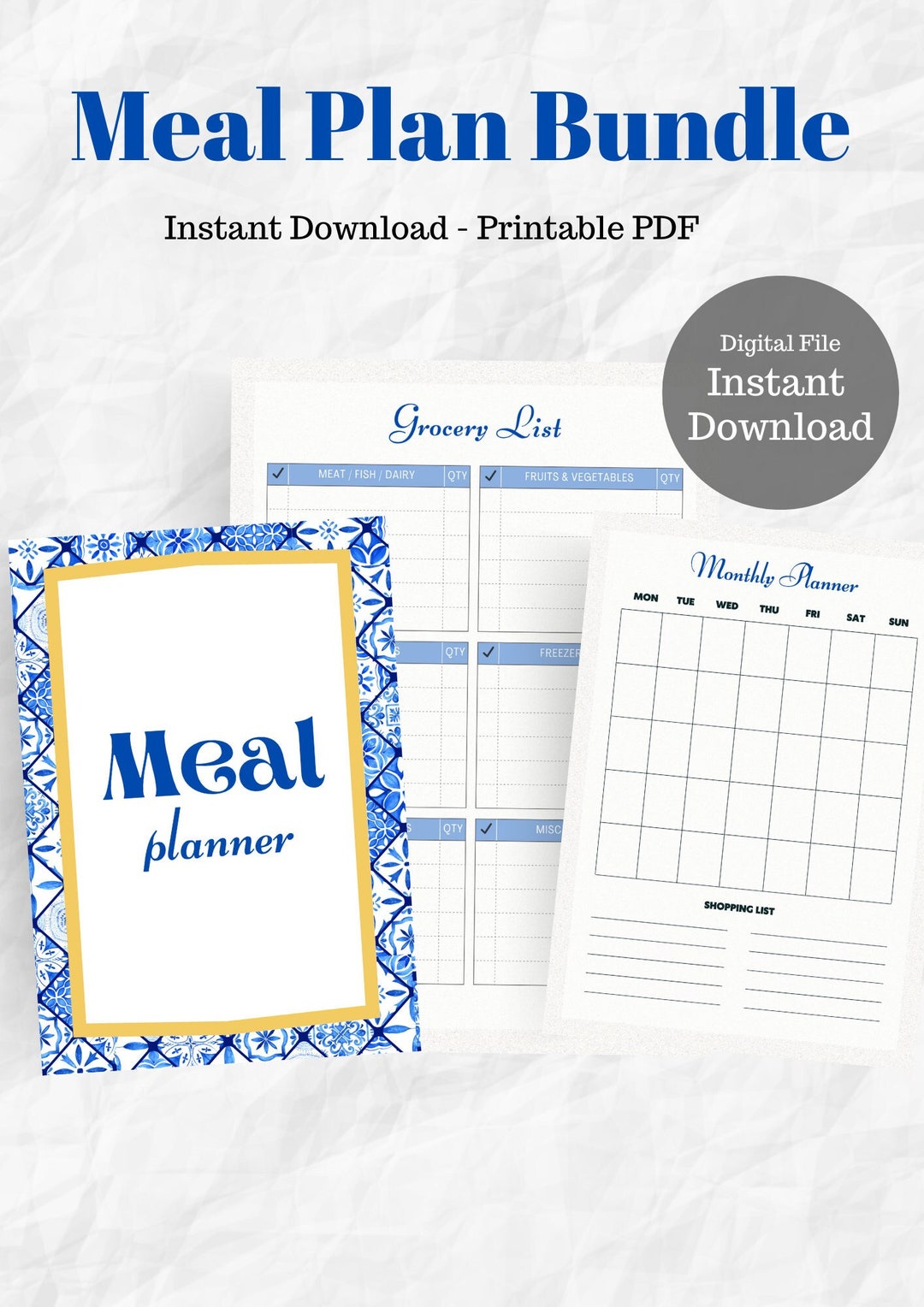 Meal Plan Template Meal Plan Print Grocery Lists Printable - Etsy