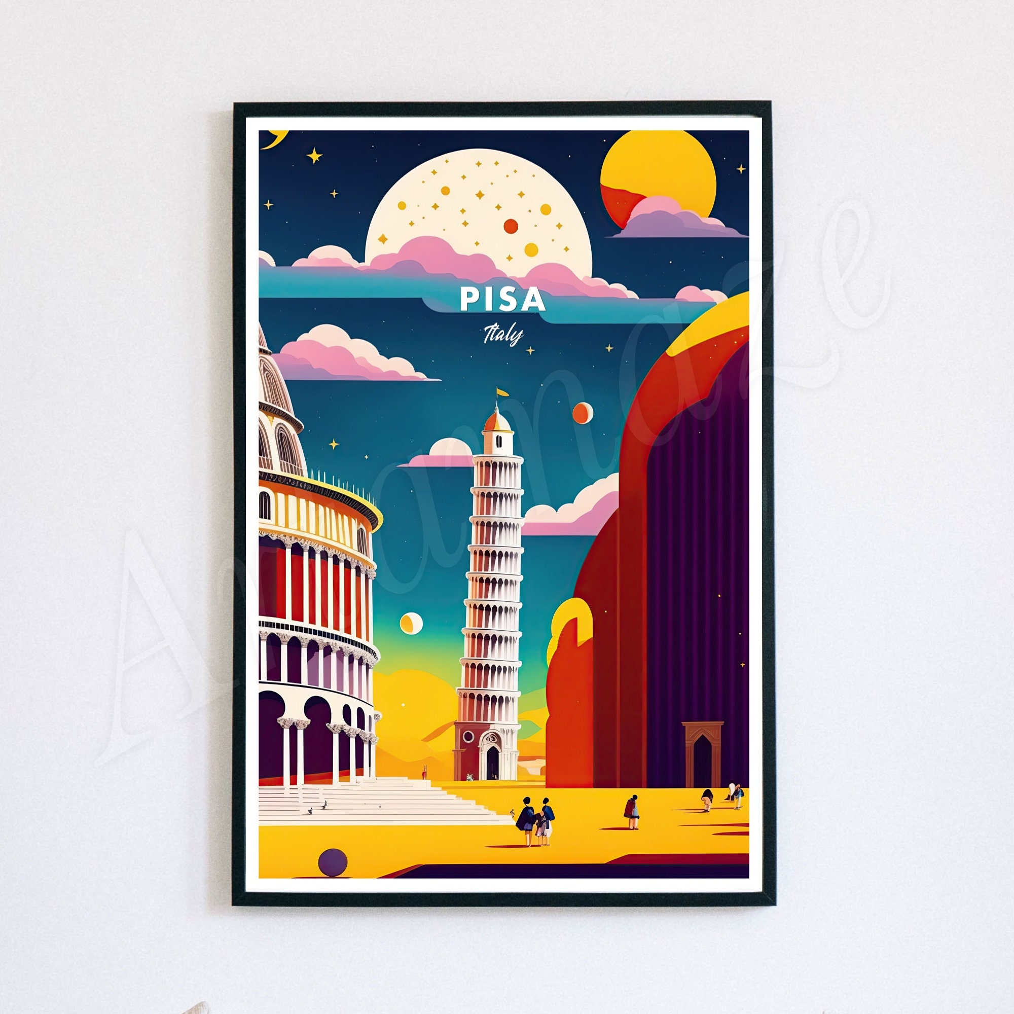 Leaning Tower of Pisa, Italy, Travel Poster - Etsy