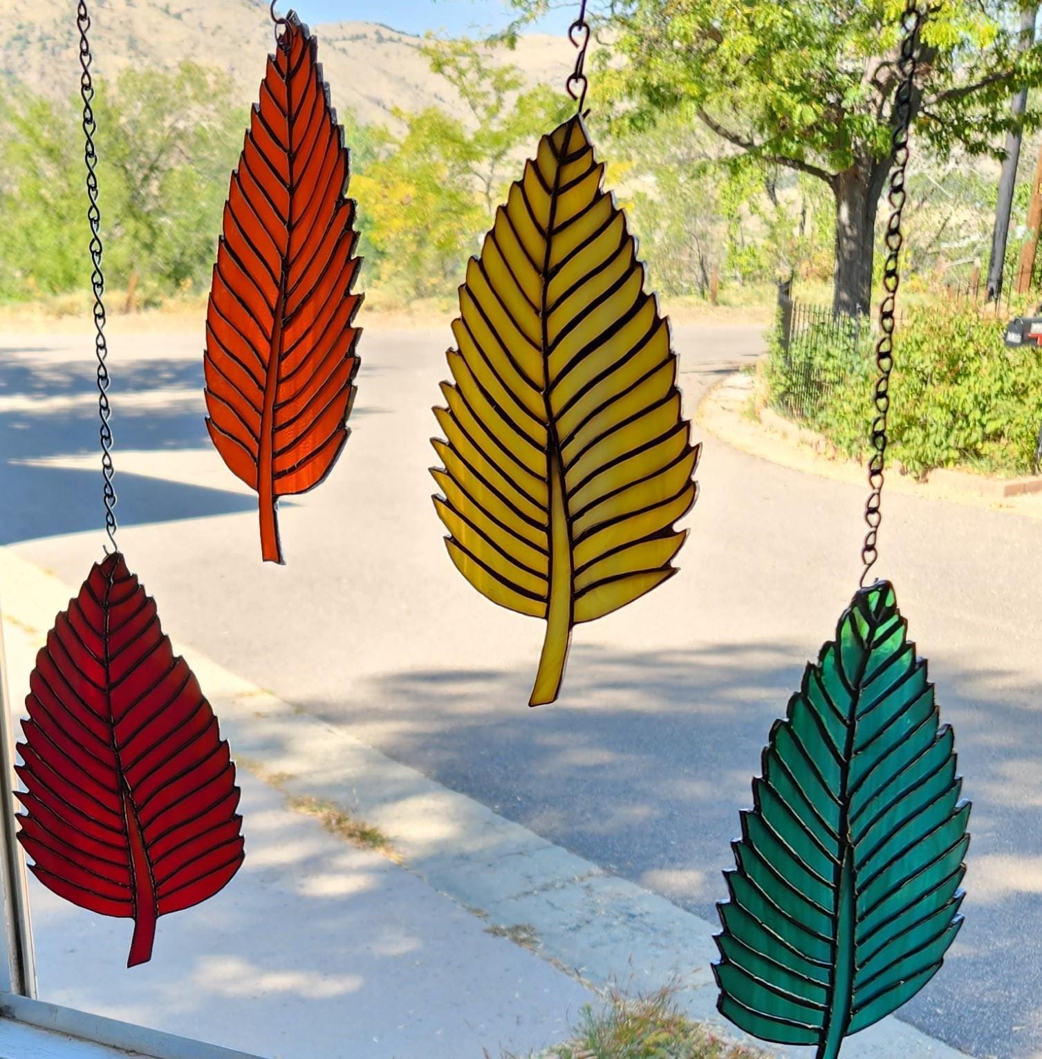 Elm Leaf-stained Glass - Etsy