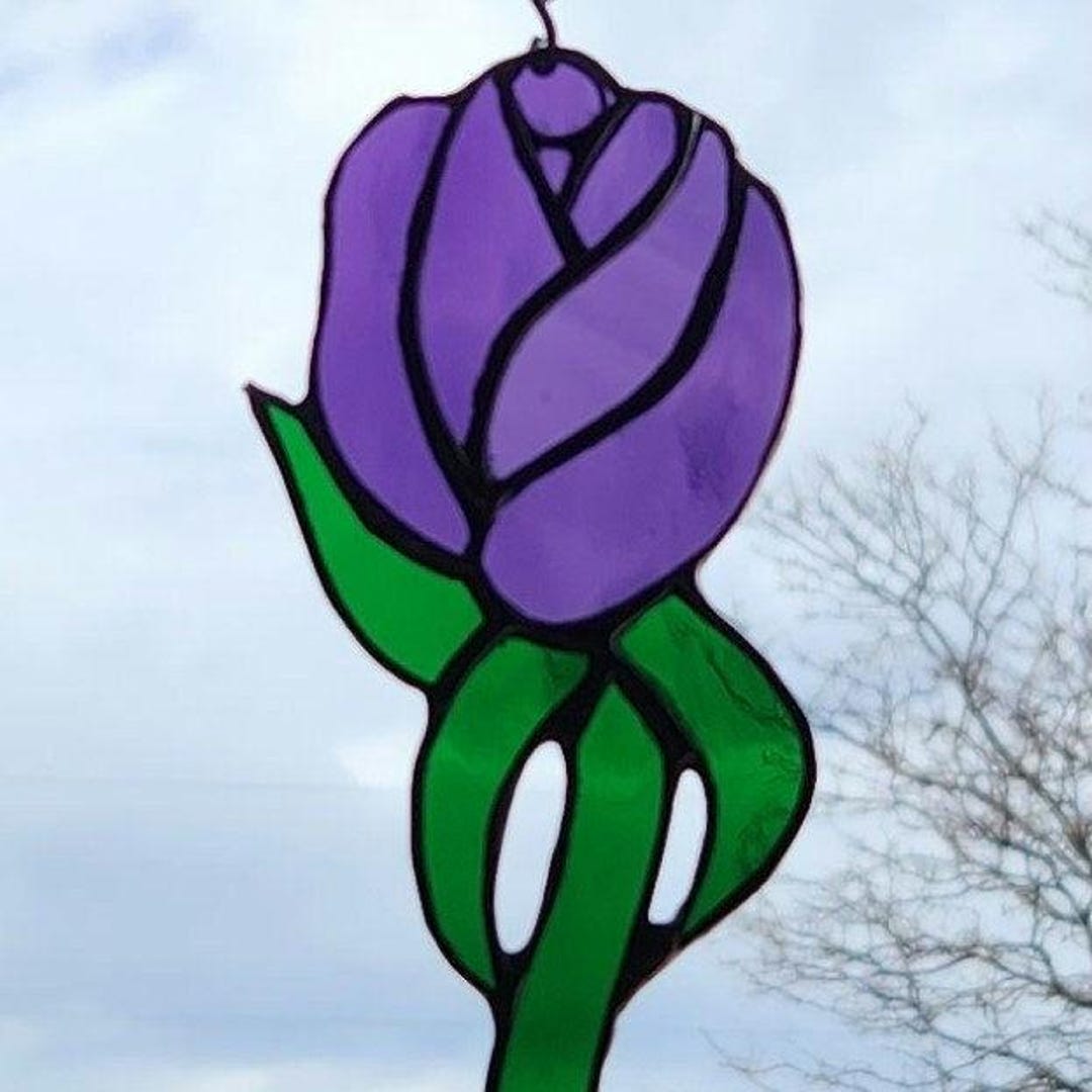 Rosebud Blooming Flower-stained Glass Decoration - Etsy