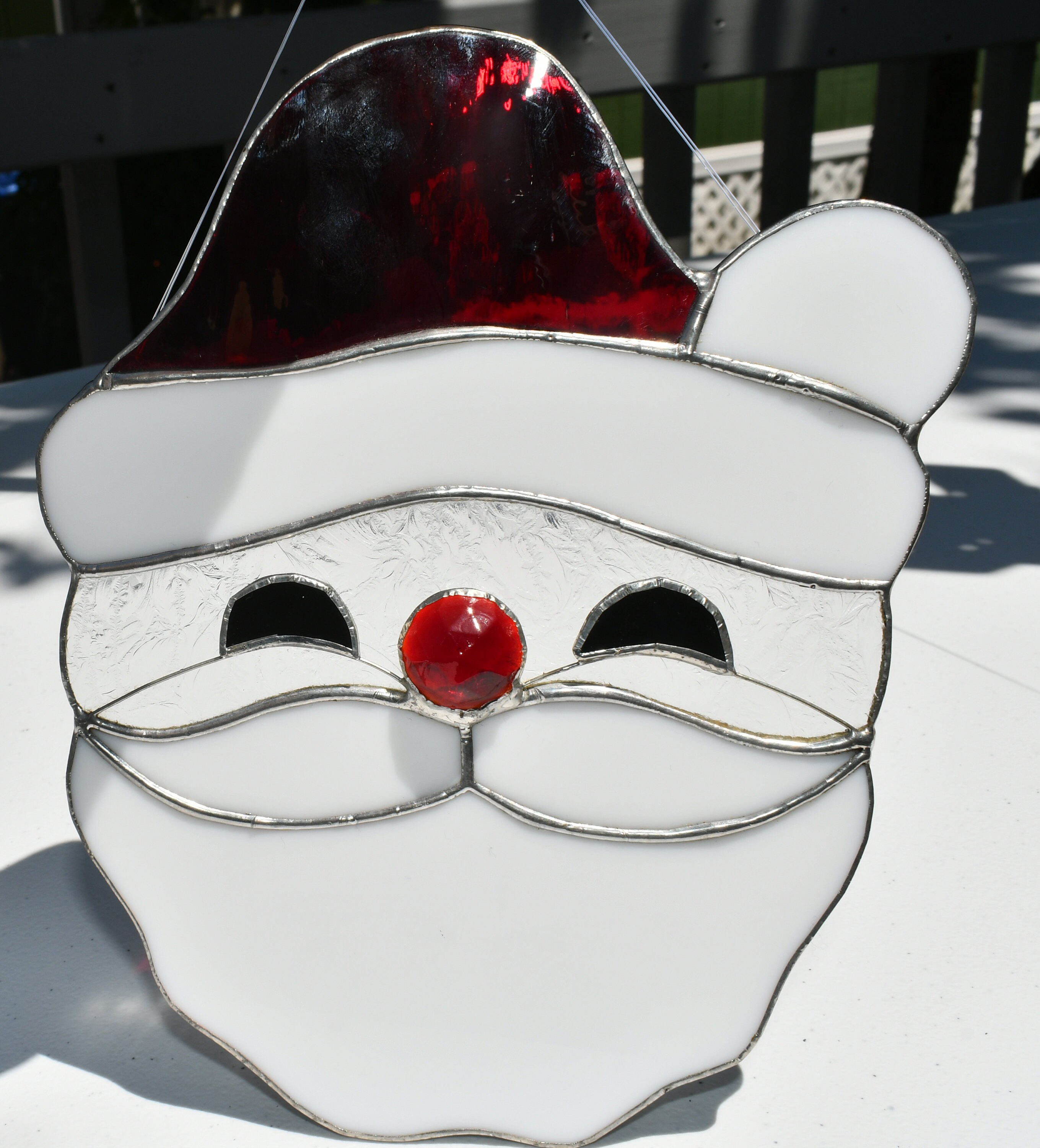 Santa Stained Glass Panel - Etsy