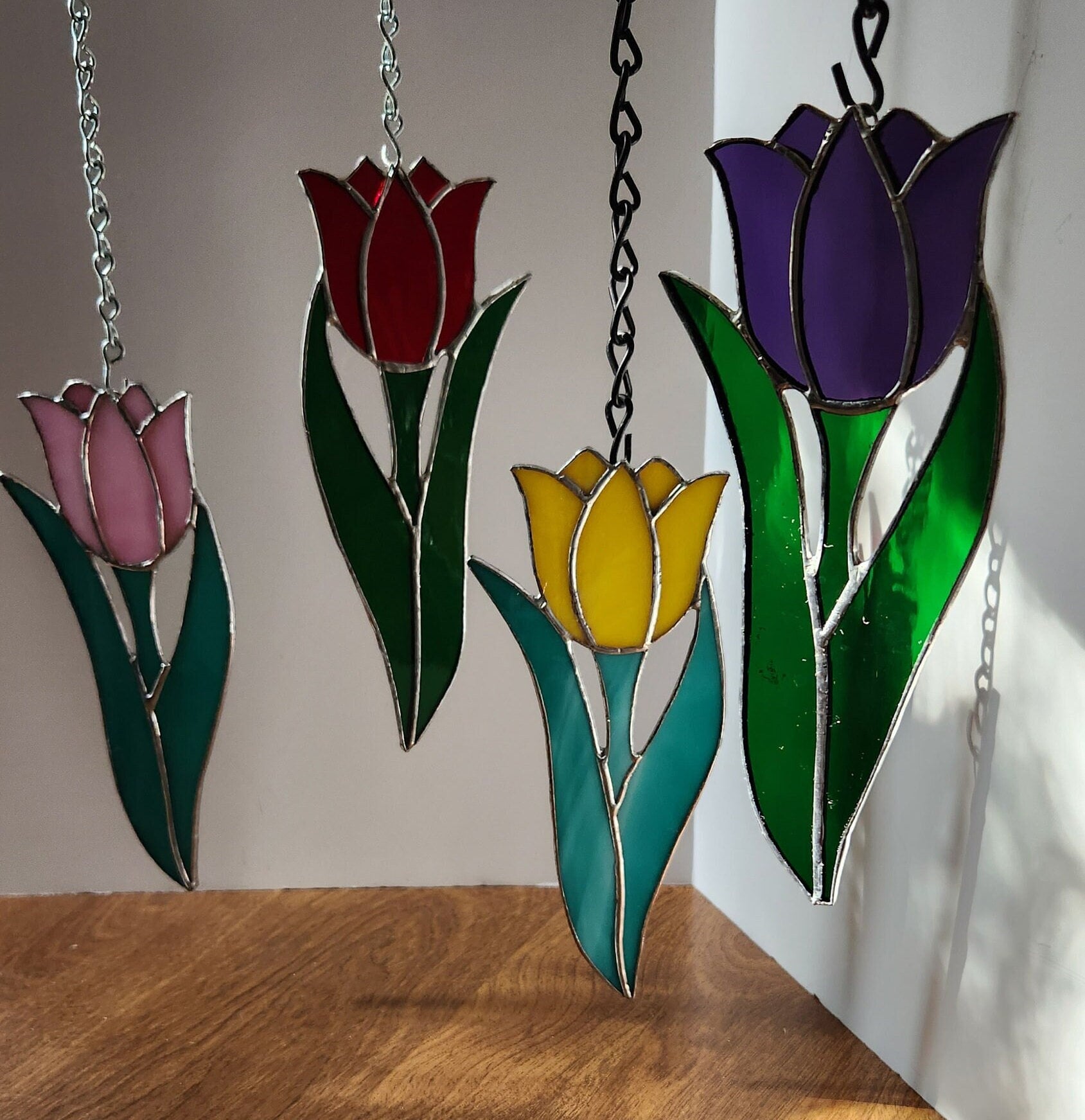 Tulip Stained Glass Flower Decoration - Etsy