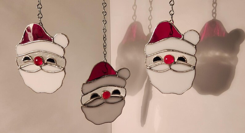 Santa Stained Glass Ornament - Etsy