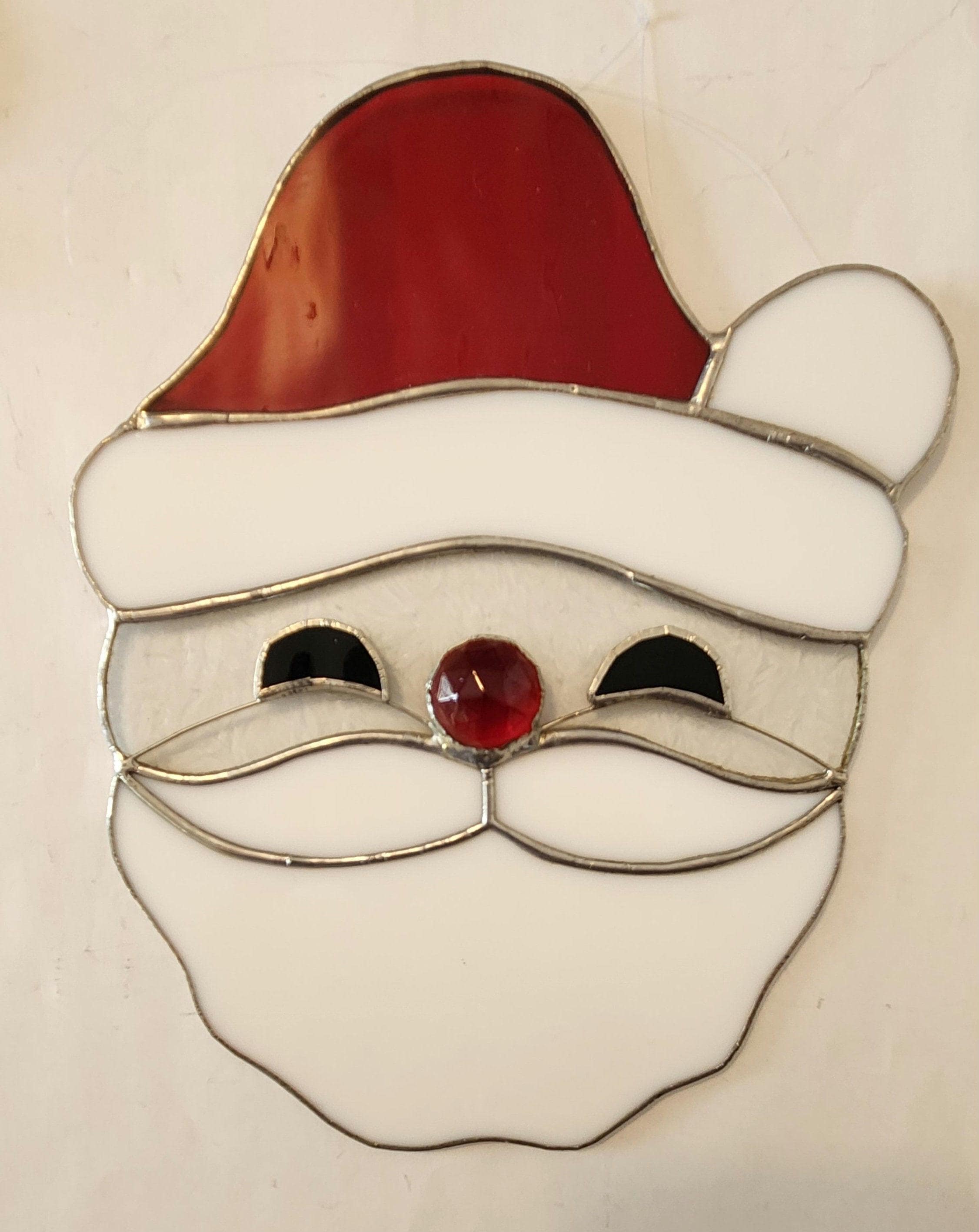 Santa Stained Glass Panel - Etsy