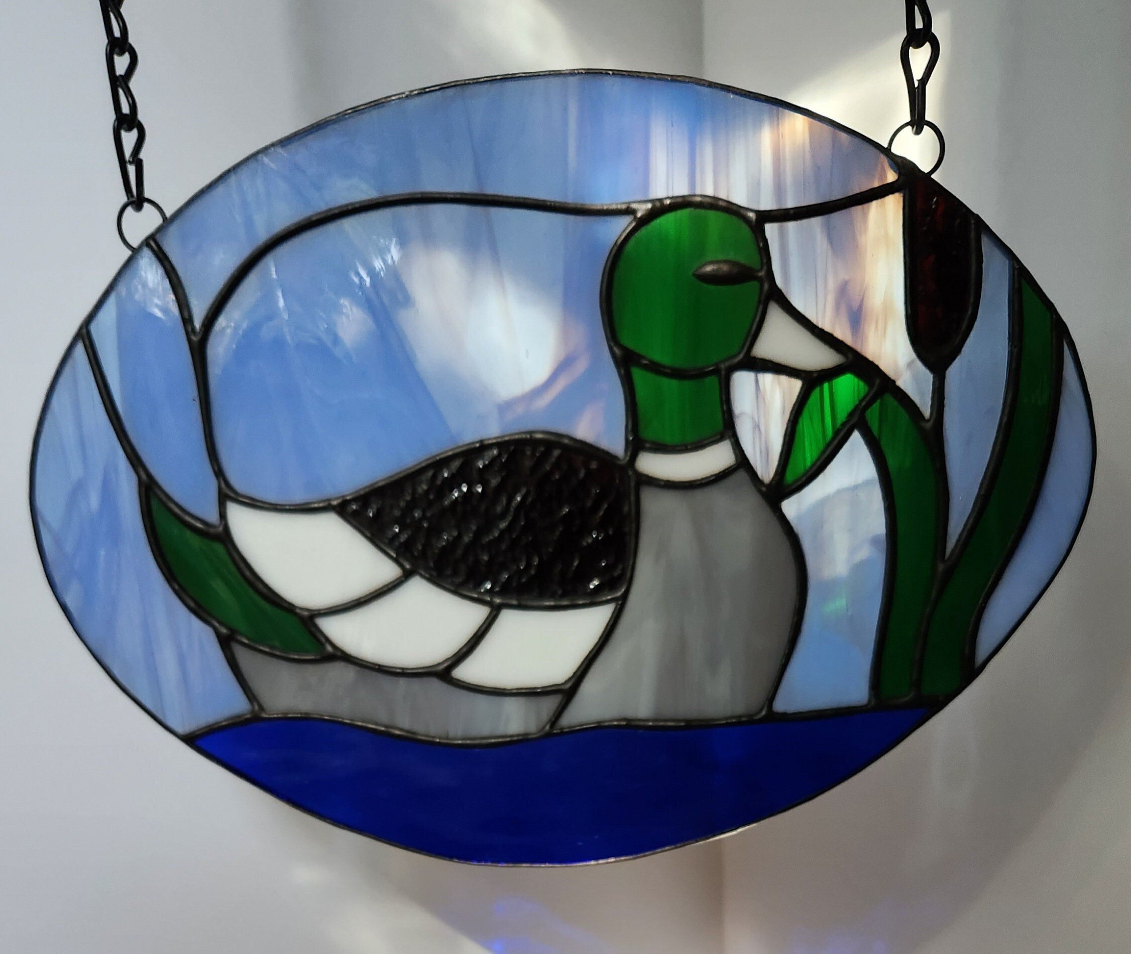 Duck in Water Stained Glass Panel - Etsy
