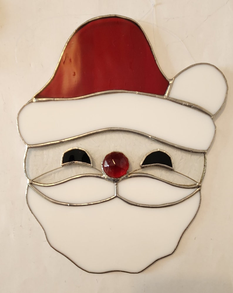 Santa Stained Glass Panel - Etsy