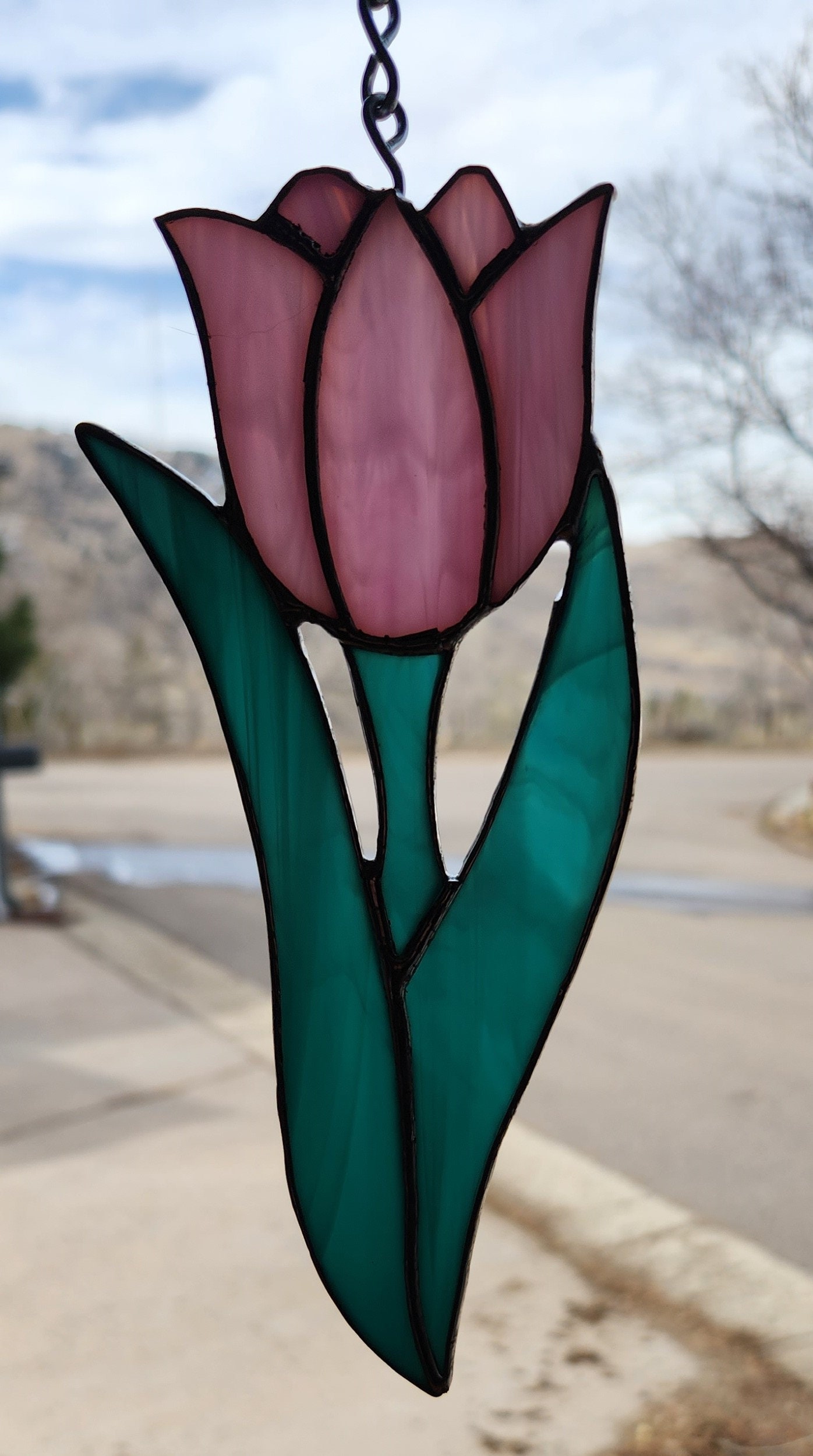 Tulip Stained Glass Flower Decoration - Etsy