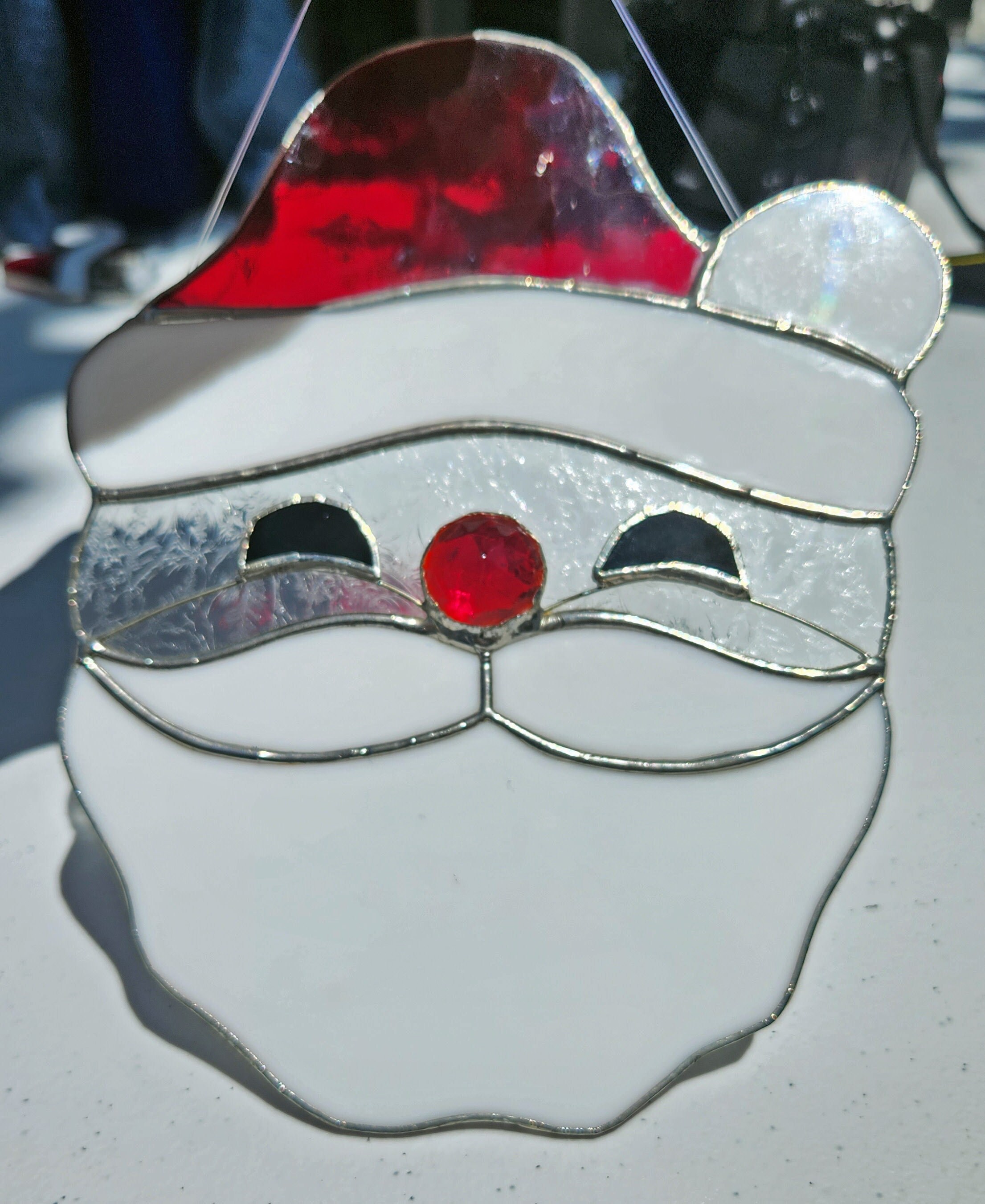 Santa Stained Glass Panel - Etsy