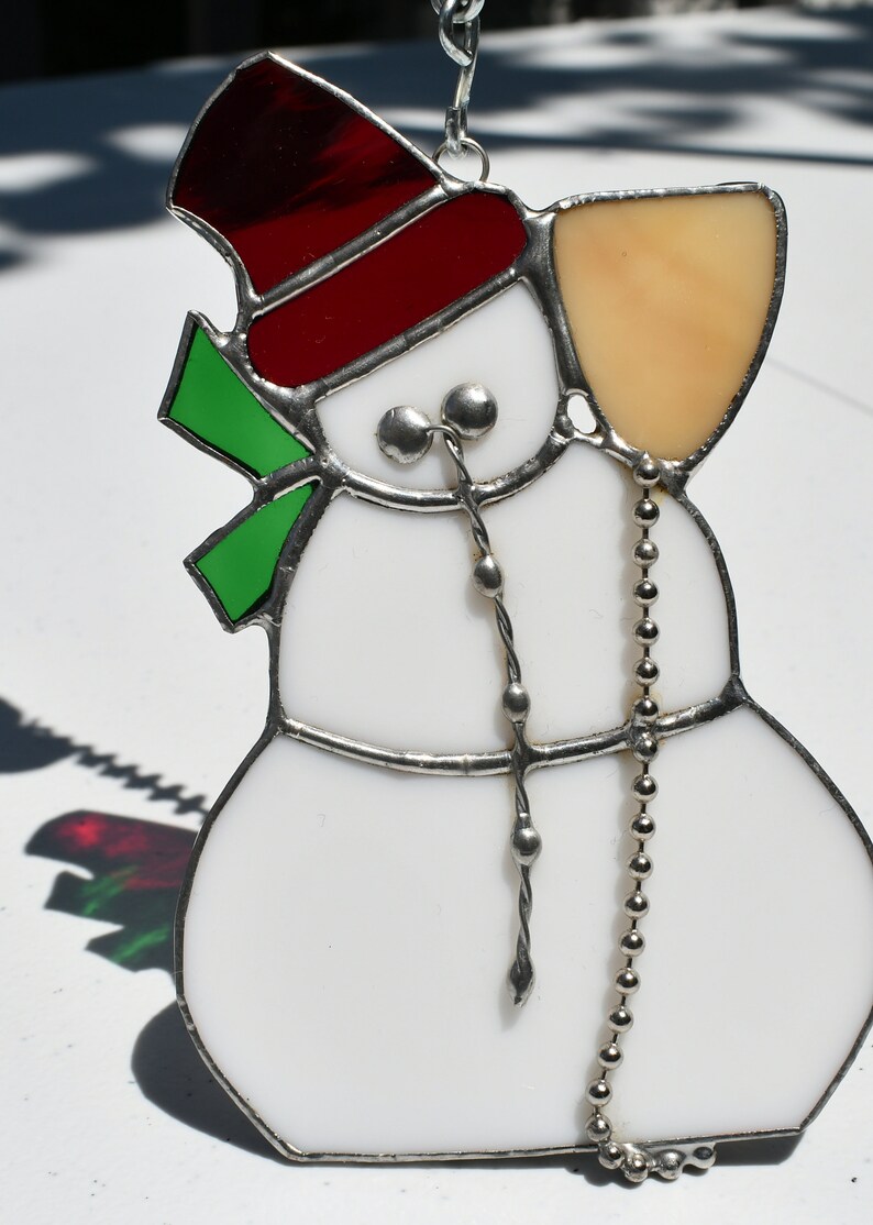 Snowman Stained Glass Decoration - Etsy