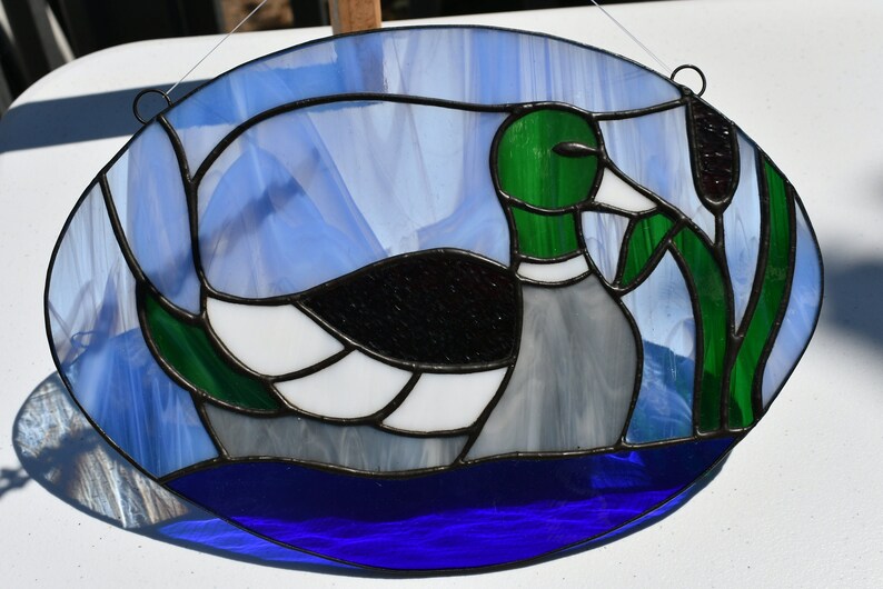 Duck in Water Stained Glass Panel - Etsy