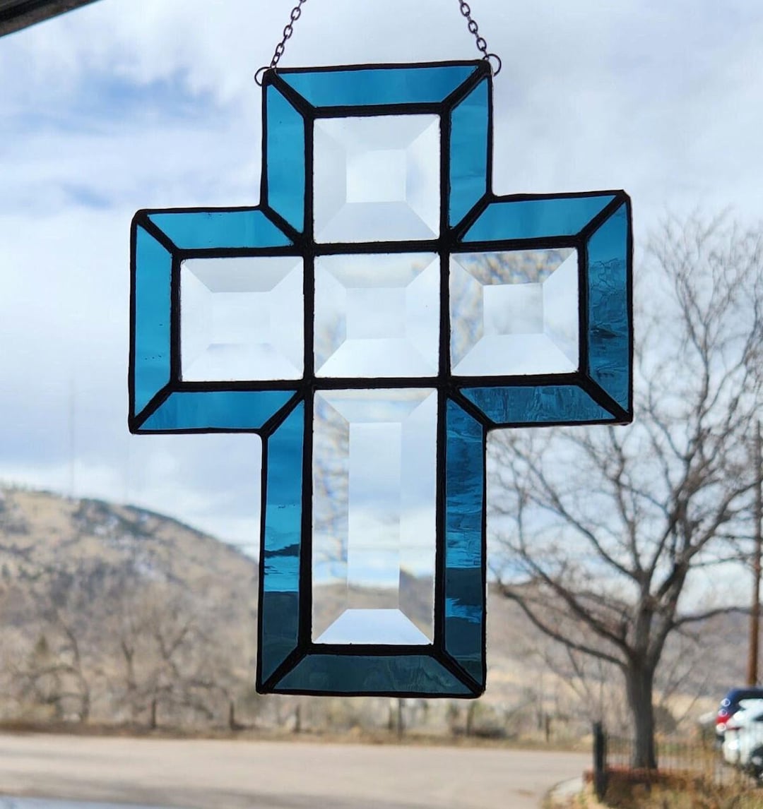 Bevel Cross-stained Glass Decoration - Etsy