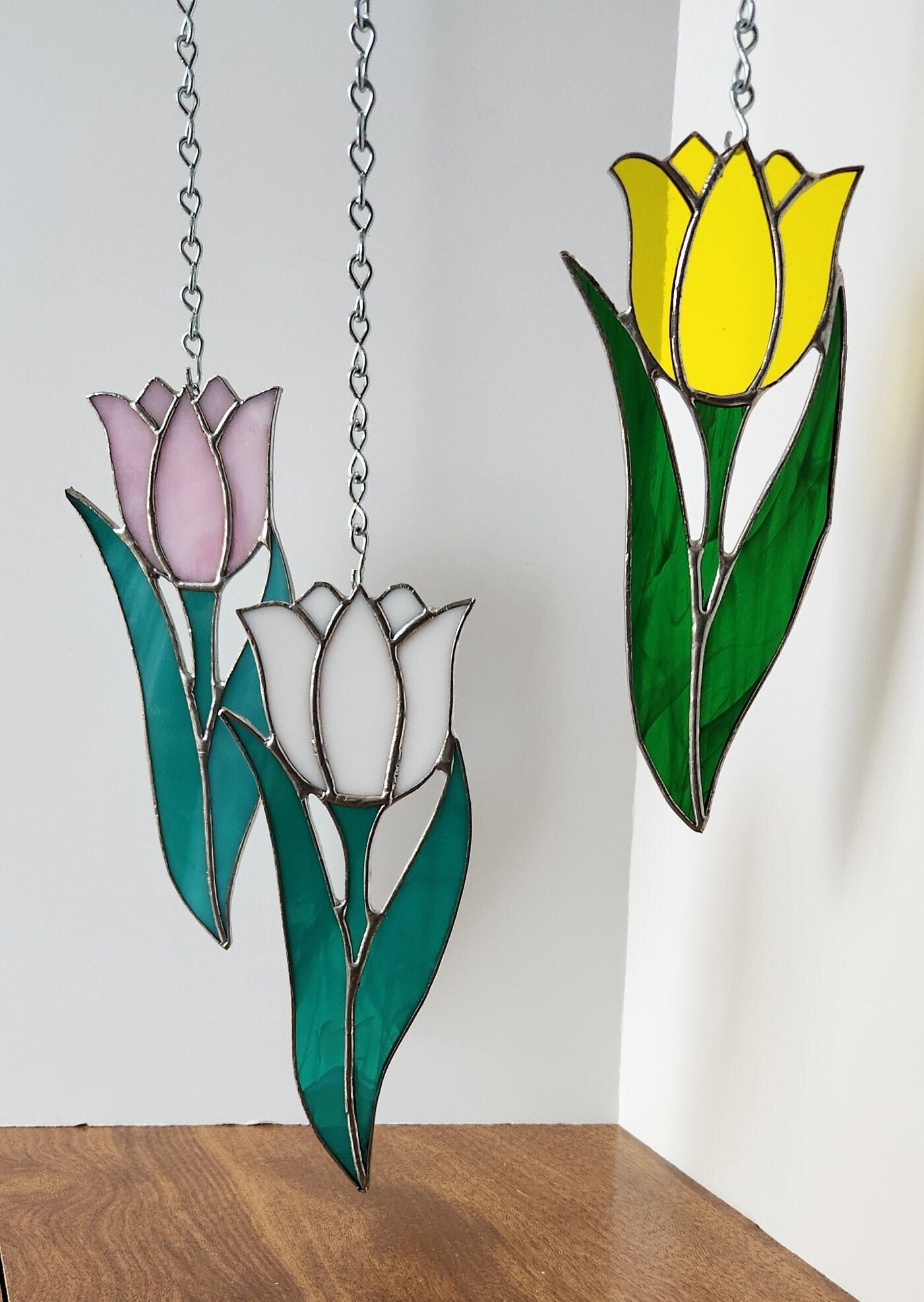 Tulip Stained Glass Flower Decoration - Etsy