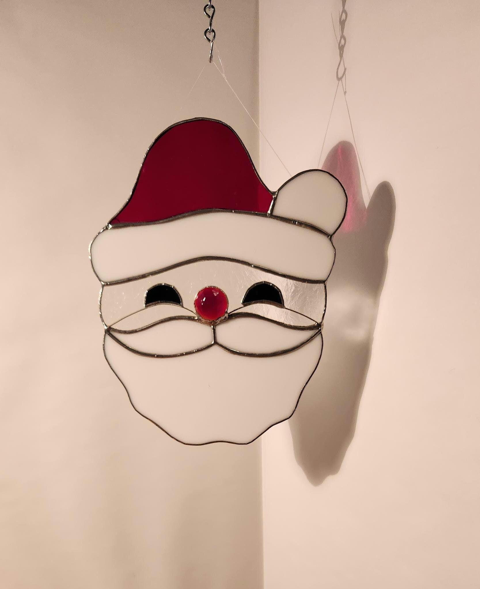 Santa Stained Glass Panel - Etsy