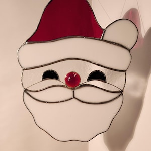 Santa Stained Glass Panel - Etsy