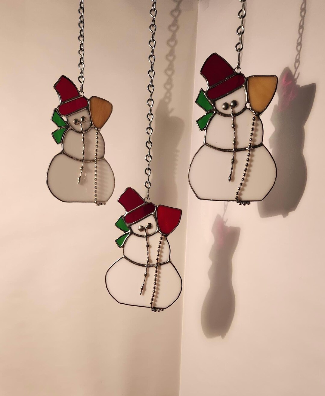 Snowman Stained Glass Decoration - Etsy