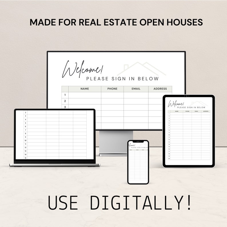 Open House Sign-in Sheet Printable | Real Estate Agent , Realtor ...