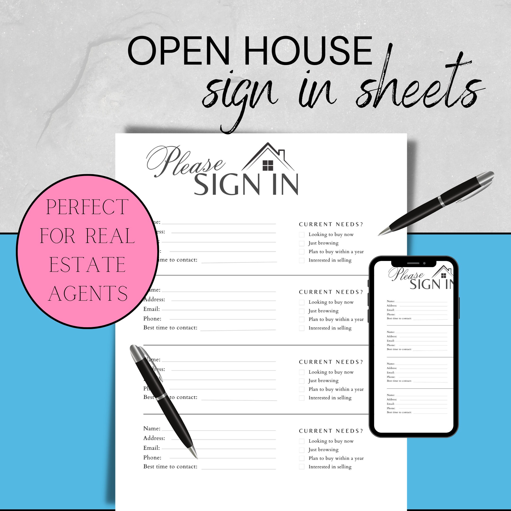 Open House Sign-in Sheet for Real Estate Agents | Easy-to-use Realtor ...