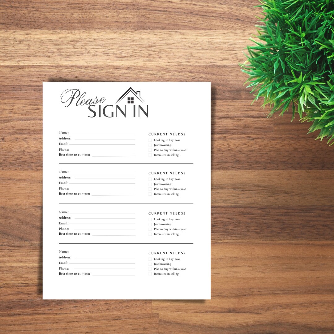 Open House Sign-in Sheet for Real Estate Agents | Easy-to-use Realtor ...