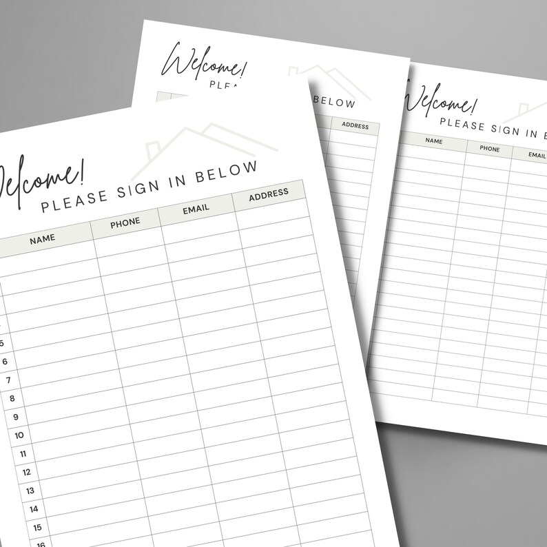 Open House Sign-in Sheet Printable | Real Estate Agent , Realtor ...