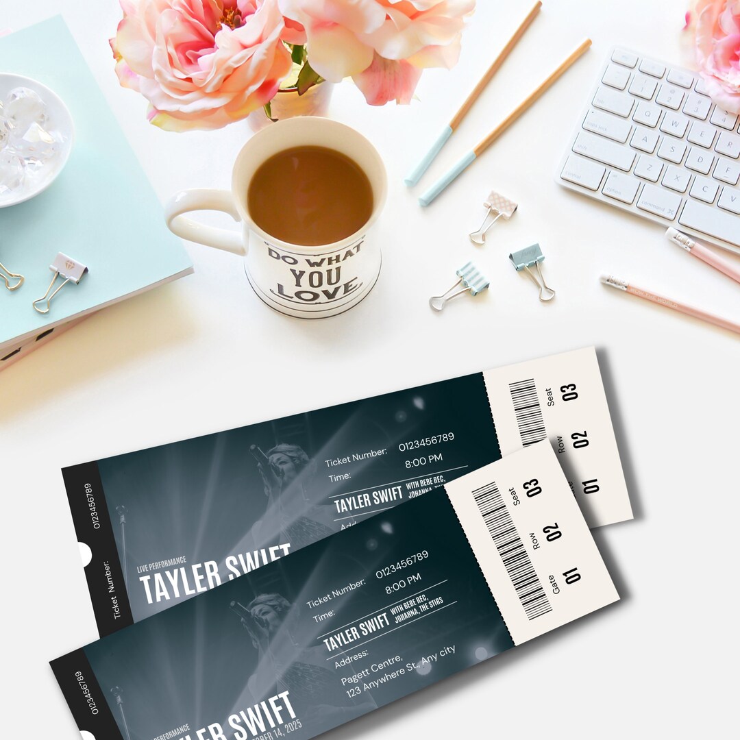 2024 Modern Concert Ticket Template | Edit Easily | Create Multiple ...